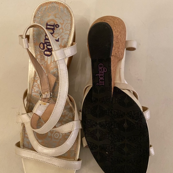 Indigo | Shoes | Indigo Ivory Leather Strap Or Wedge Sandals New | Poshmark